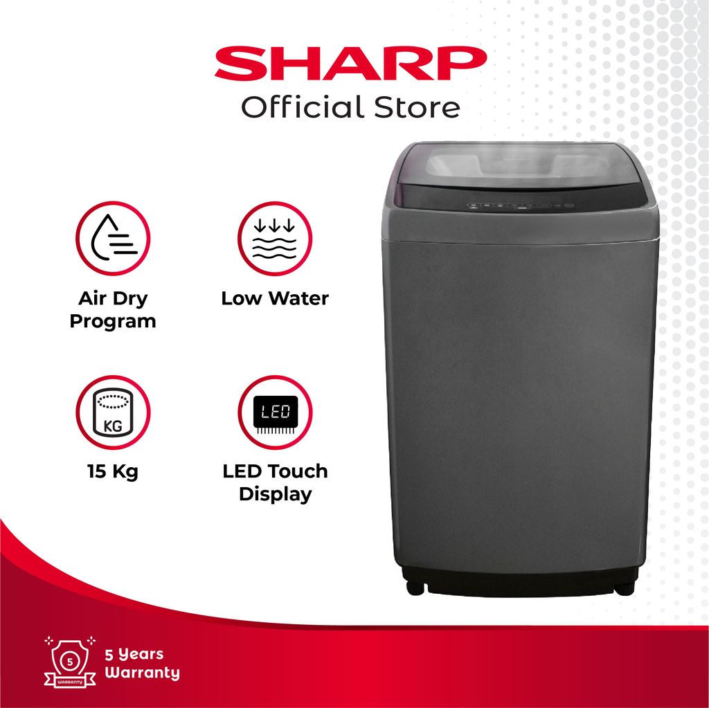 Jual Washing Machine 15 Kg ES-F1500X-GY: LED Touch Display, Glass Touch ...