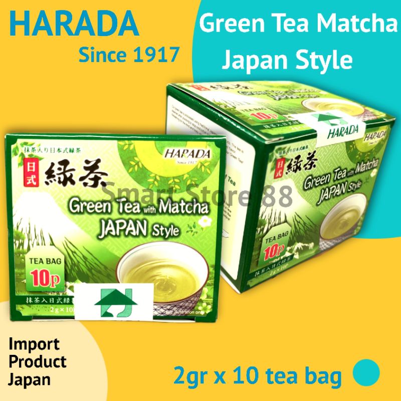 Jual HARADA GREEN TEA WITH MATCHA ISI 10 JAPAN STYLE TEH HIJAU ...