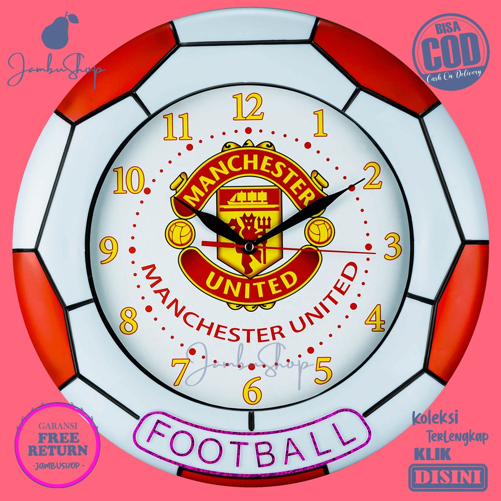 Jual Jam Dinding Quartz Sepak Bola Balcelona Jubventus Man.united Esa ...