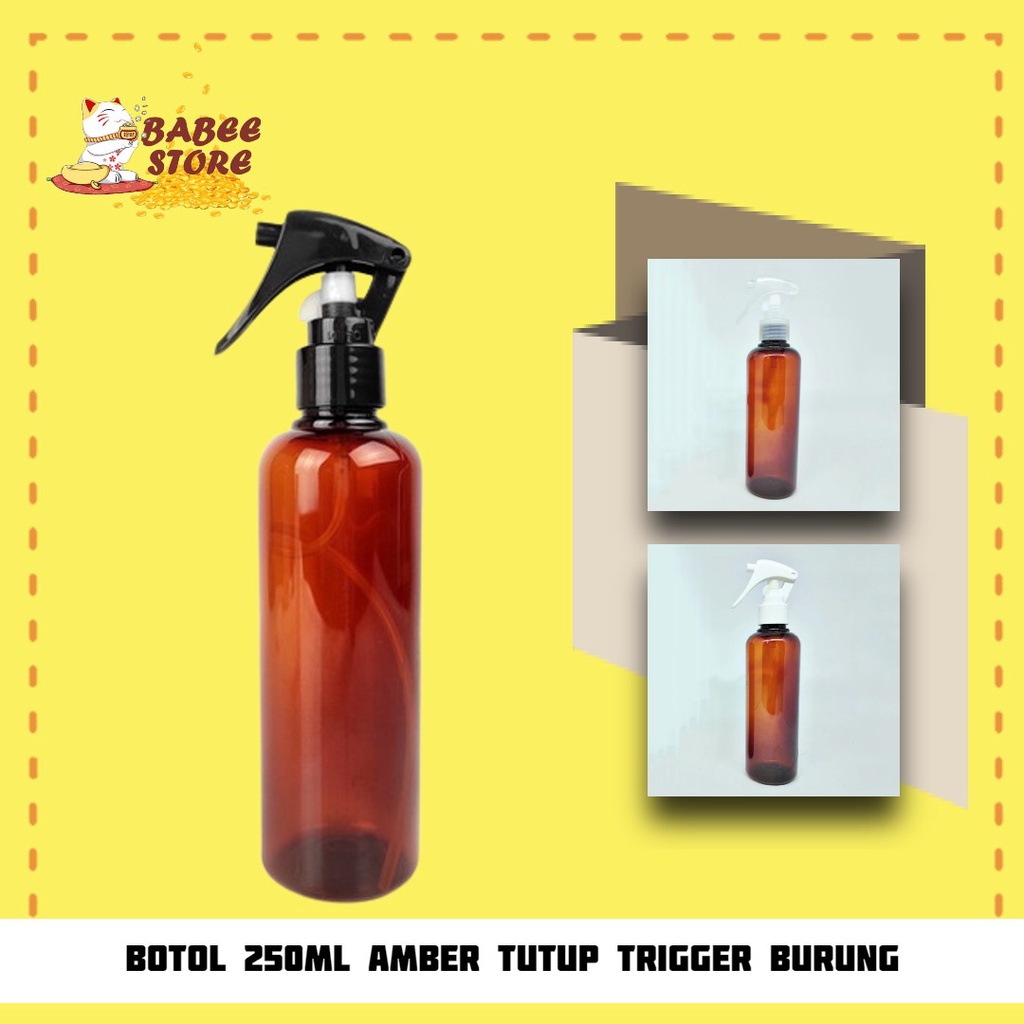 Jual BOTOL AMBER 250ML TUTUP SPRAY TRIGGER BURUNG N24 / BOTOL 250ML AMBER TRIGGER BURUNG SPRAY ...