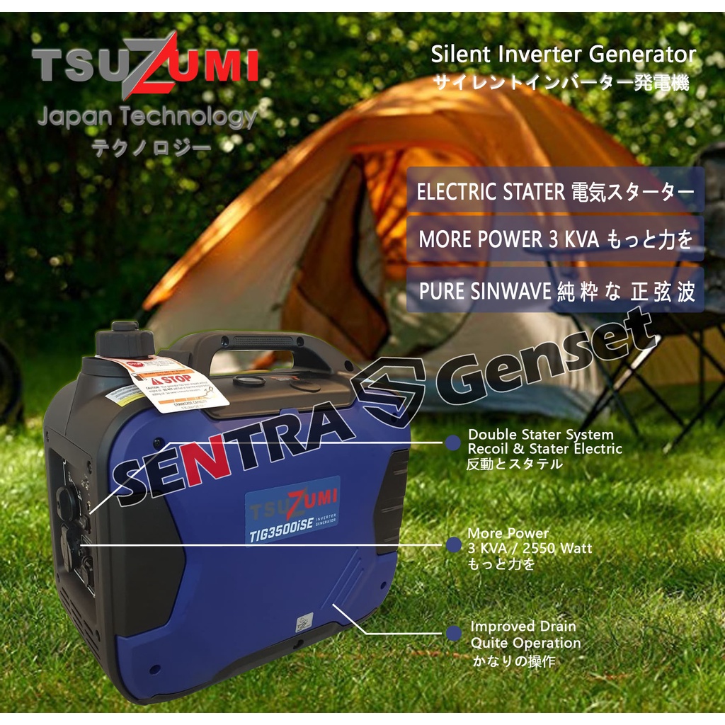 Jual Genset Silent 3000 VA 2500 Watt Stater Electric. Tsuzumi TIG 3500 ...