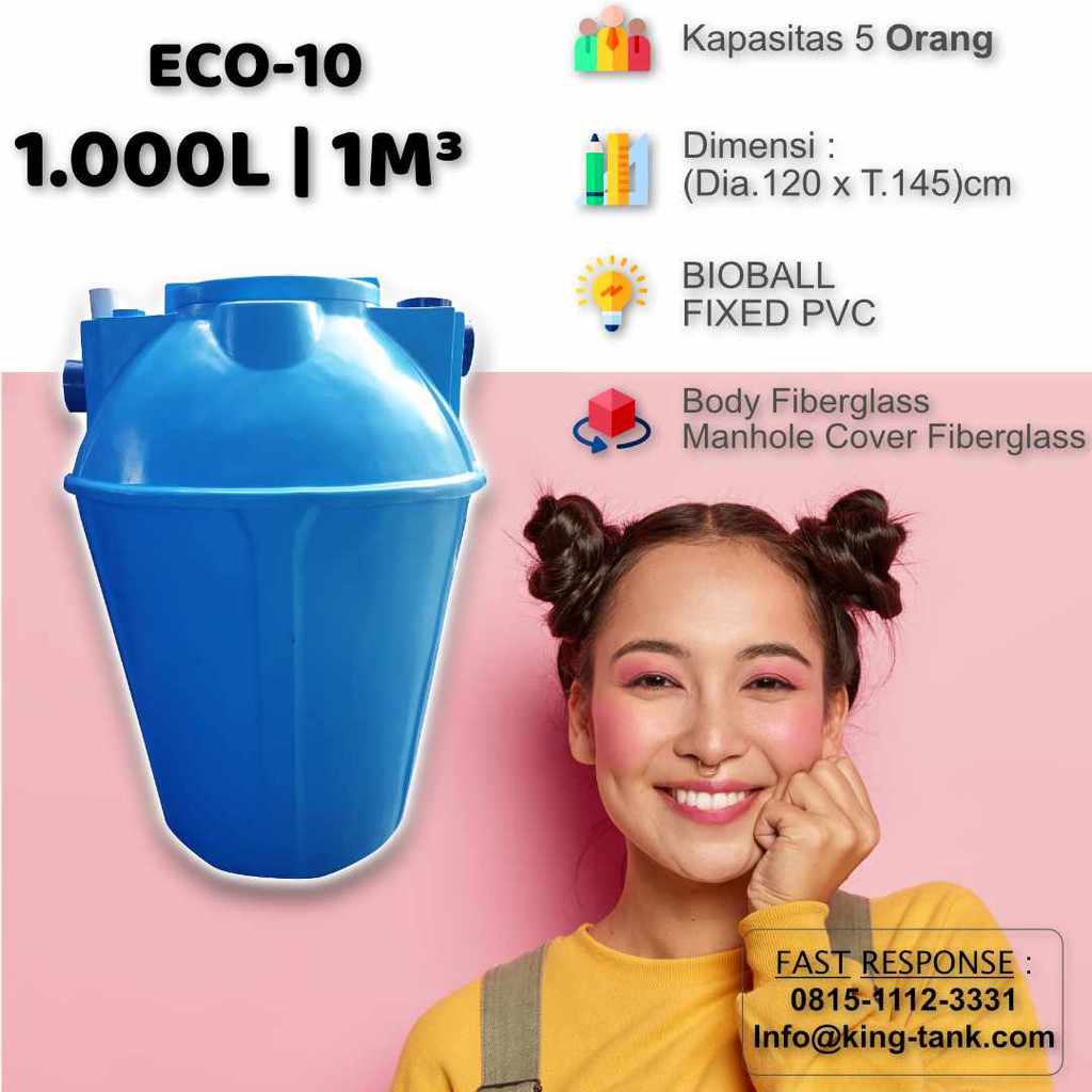 Jual Mini Bio Septictank Vertikal 1000 L / 1M3 BIOTANK INDONESIA ...
