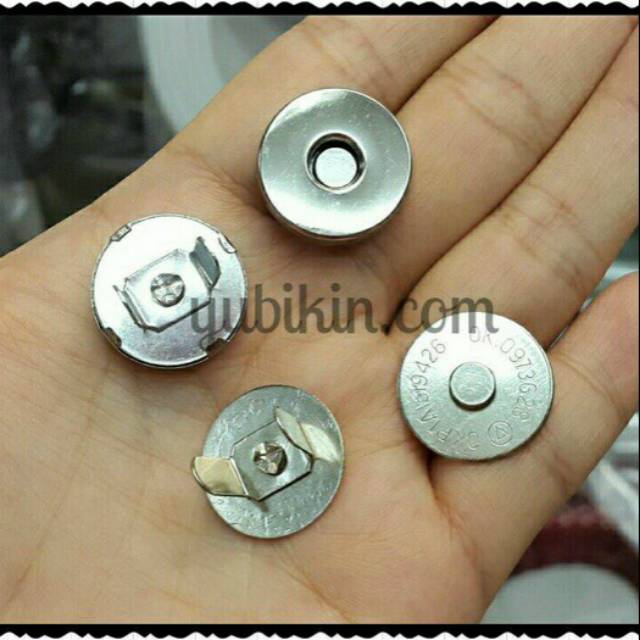 Jual 12 Piece Magnet Kancing Tas Lebar 18mm Tebal 4mm Warna Silver ...