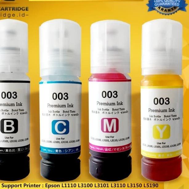 Jual Tinta Premium Ink 003 1 SET refill printer epson L1110 L3110 L3150 ...