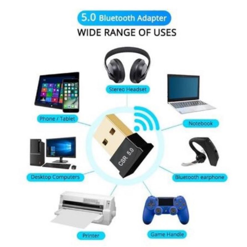 Jual USB bluetooth 5.0 dongle transmitter audio laptop pc | Shopee ...