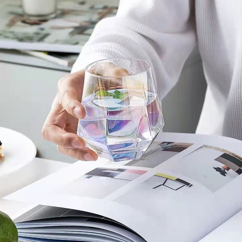 Jual Gelas Estetik Hexagonal 310 ml - Gelas Hologram - Gelas Cafe - Gelas Kaca - Gelas Unik ...