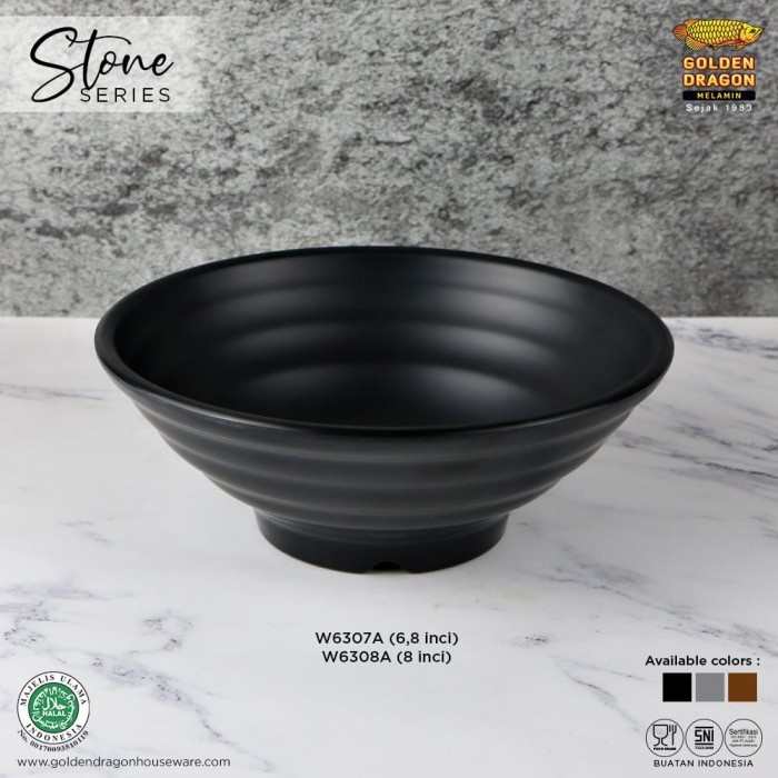 Jual Mangkok Hitam Abu-Abu Motif Batu Tembikar Stone Series Oriental ...