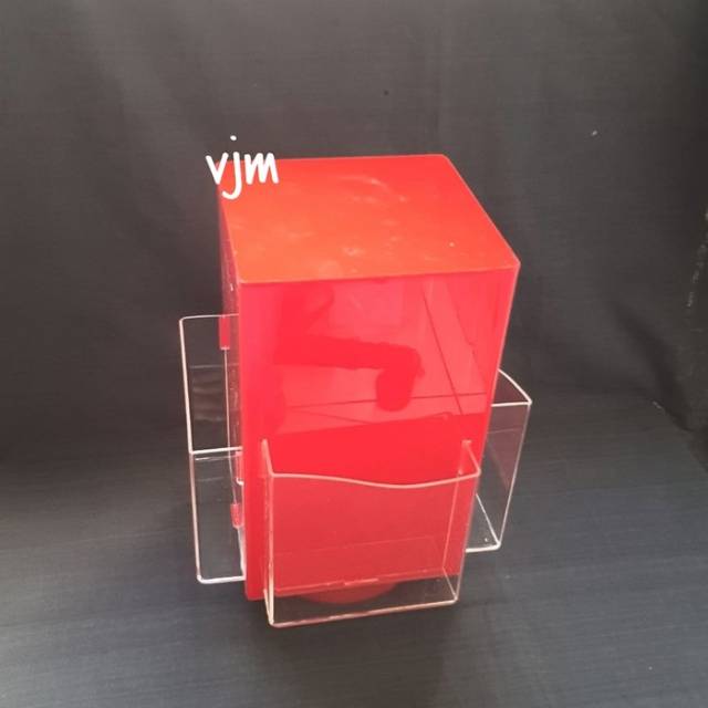 Jual Brosur holder acrylic 4d putar , tempat leaflet akrilik, merah ...