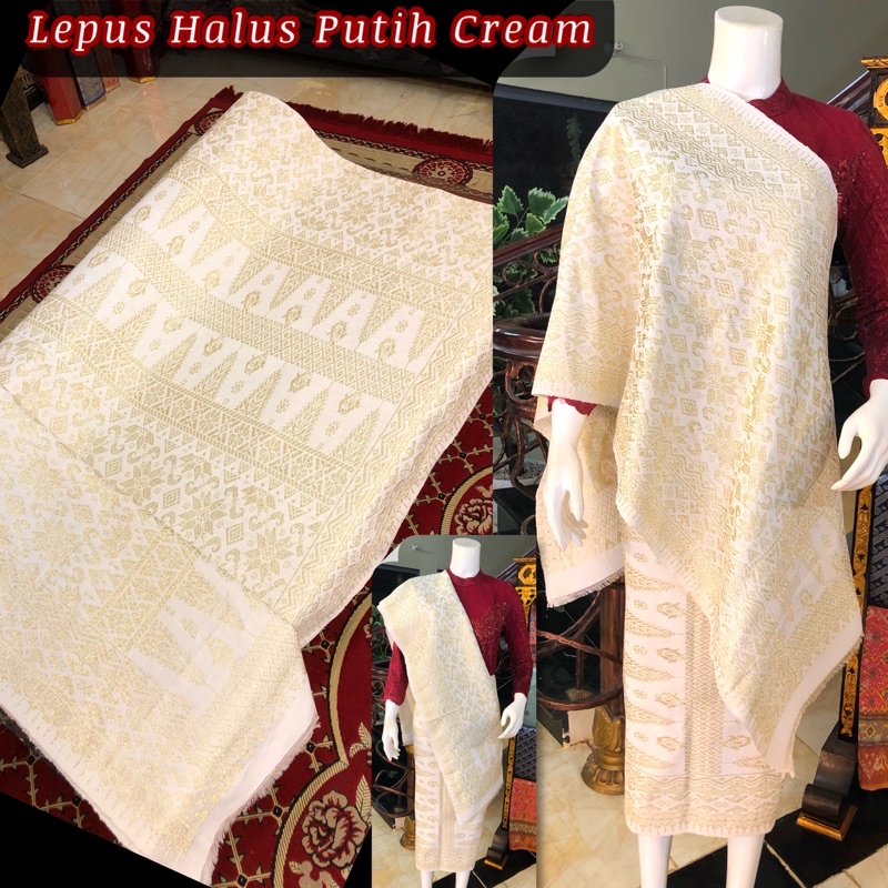 Jual TERLARIS Songket Lepus Halus Putih silver & Cream Gold /Songket Tenun Palembang asli Tenun ...