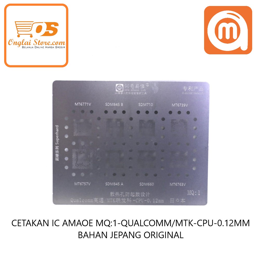 Jual CETAKAN IC AMAOE MQ:1-QUALCOMM/MTK-CPU-0.12MM BAHAN JEPANG ORIGINAL | Shopee Indonesia