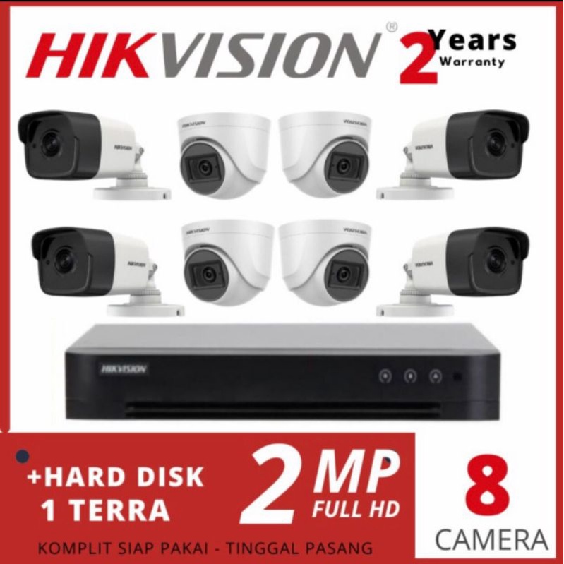 Jual PAKET CCTV HIKVISION 8 CHANNEL 2MP TURBO-HD 8KAMERA (HARDDISK 1TB ...