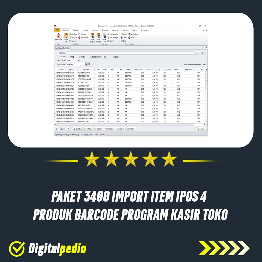 Jual Paket 3400 Import Item IPOS 4 Database Produk Barcode Indonesia Program Kasir Toko POS ...