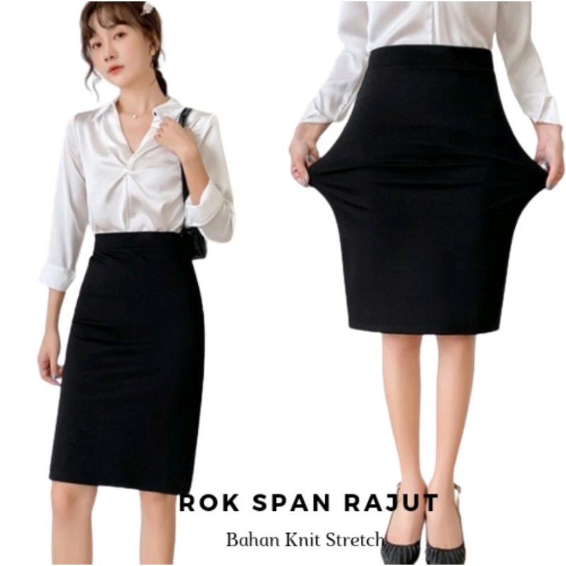 Jual Rok Span Pendek Rok Kerja Bahan Knit Stretch Premium | Shopee ...