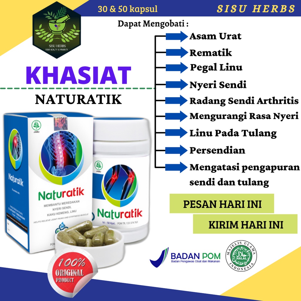 Jual NATURATIK Obat Asam Urat Nyeri Sendi Rematik Kolesterol Pegal Linu ...