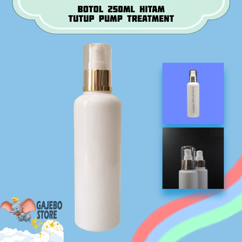 Jual BOTOL PLASTIK 250ML PUTIH BENING TUTUP PUMP TREATMENT SILVER N24 FULL COVER / BOTOL ISI ...