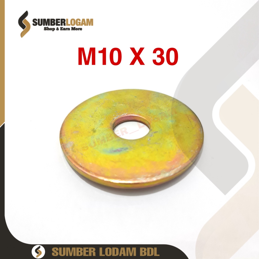 Jual RING PLAT LEBAR / WASHER PLAT KUNING M10 X 30MM | Shopee Indonesia