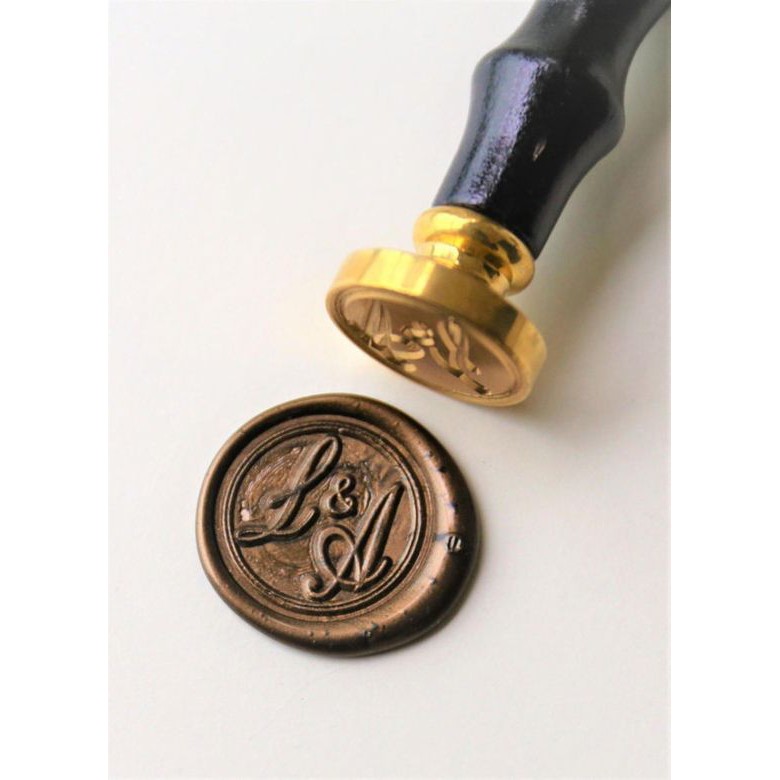Jual Custom Casual Calligraphy double initials monogram wax seal stamp ...
