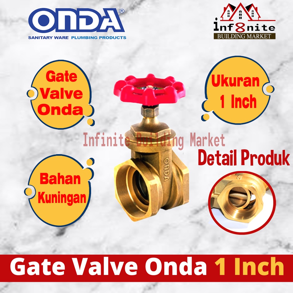 Jual Stop Kran Gate Valve Onda 1 Inch Kuningan Drat Dalam Keran Putar ...