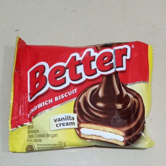 Jual BETTER KECIL SANDWICH BISCUIT VANILLA CREAM / BISKUIT ROMA BETTER MURAH | Shopee Indonesia
