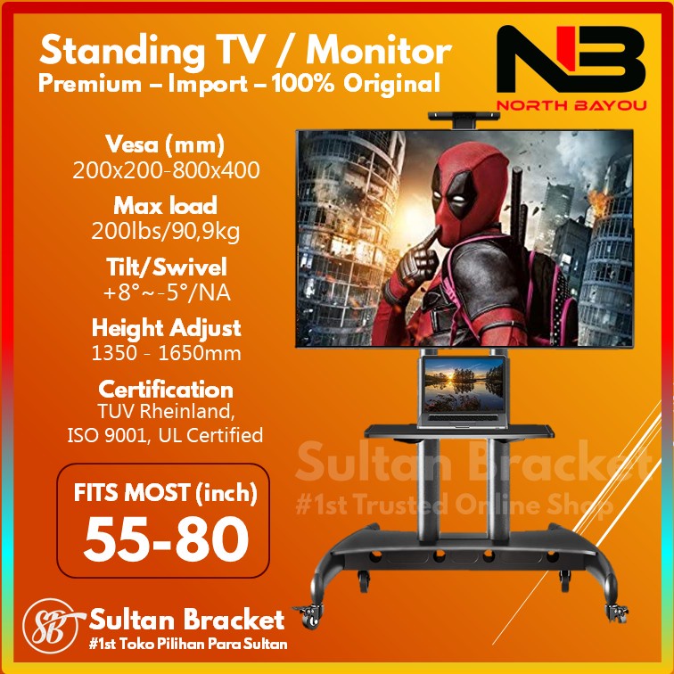 Jual North Bayou NB AVA 1800 Bracket Standing TV 80 75 70 65 55 Inch ...