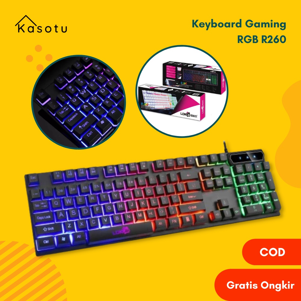 Jual Keyboard Gaming RGB Lampu LED - R260 | Shopee Indonesia