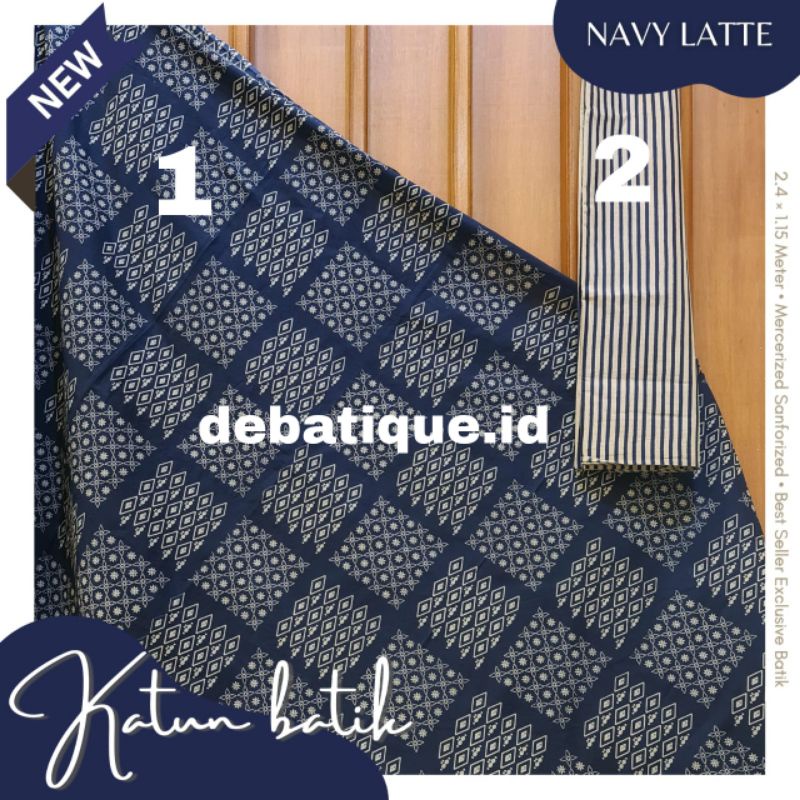 Jual Kain Katun Batik Solo Premium Navy Latte 2.10 | Shopee Indonesia