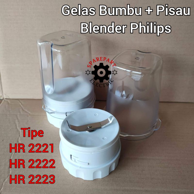 Jual PISAU + GELAS BUMBU 1SET BLENDER PHILIPS BARU HR 2221 2222 2223 ...
