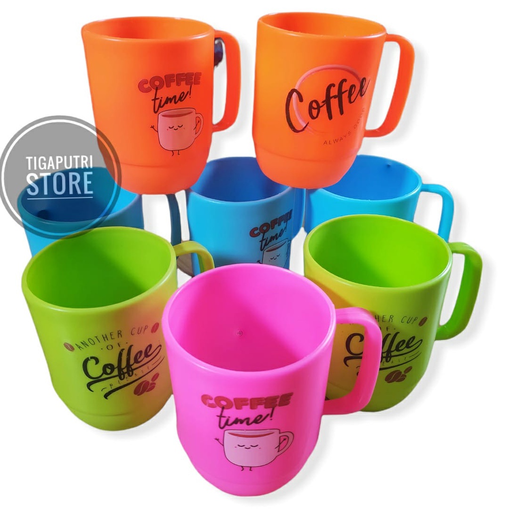 Jual 6 PCS GELAS PLASTIK COFFE / CANGKIR / MUG PLASTIK | Shopee Indonesia