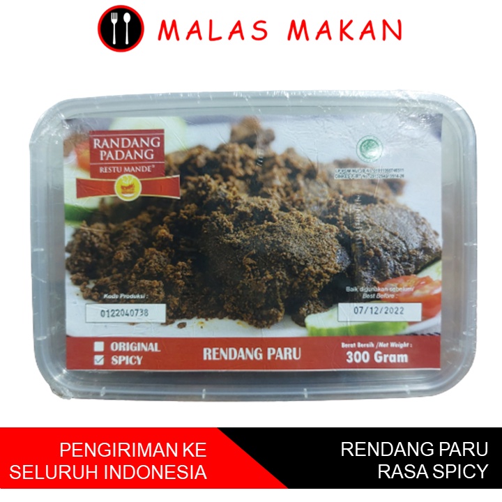 Jual Rendang Paru Rasa Pedas Spicy Restu Mande Rendang Padang 300gr ...