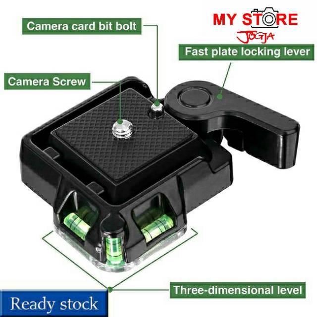 Jual QR-40 Universal Aluminum Quick Release Clamp with QR Adapter Plate Camera Tripod Ball Head ...