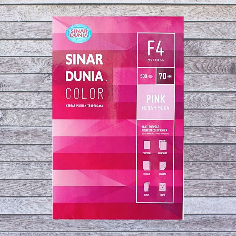 Jual Kertas Hvs F4 70 Gsm Warna Pink Sidu Sinar Dunia 1 Rim 500 Lembar ...