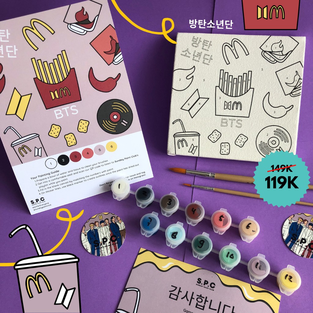 Jual Paint by Number Kit - McD x BTS | Sunday Paint Club | Shopee Indonesia