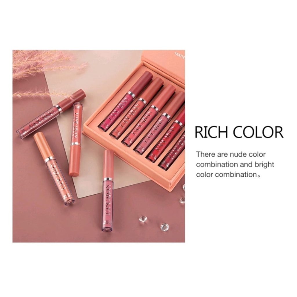Jual Promo - Lipstick HANDAIYAN 6 Warna Makeup Set Matte Liquid ...