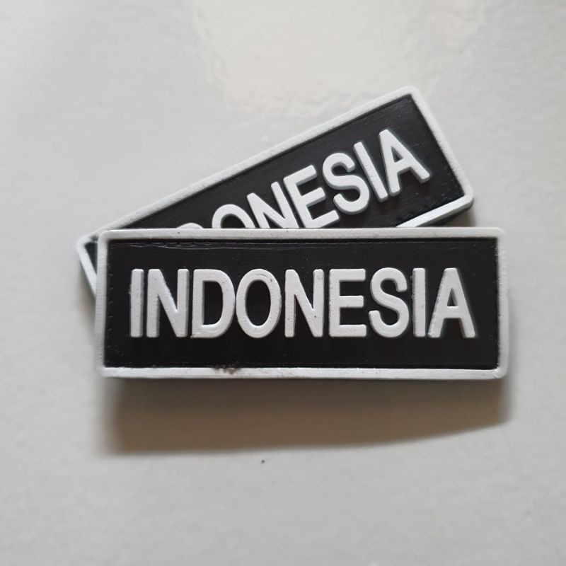 Jual patch rubber logo tulisan indonesia putih kecil - tempelan emblem karet velcro | Shopee ...