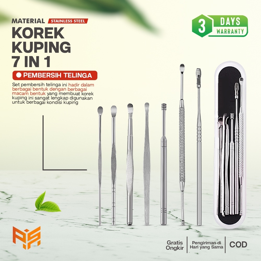 Jual Paket Korek Kuping Alat Pembersih Telinga Satu Set Bahan Stainless ...