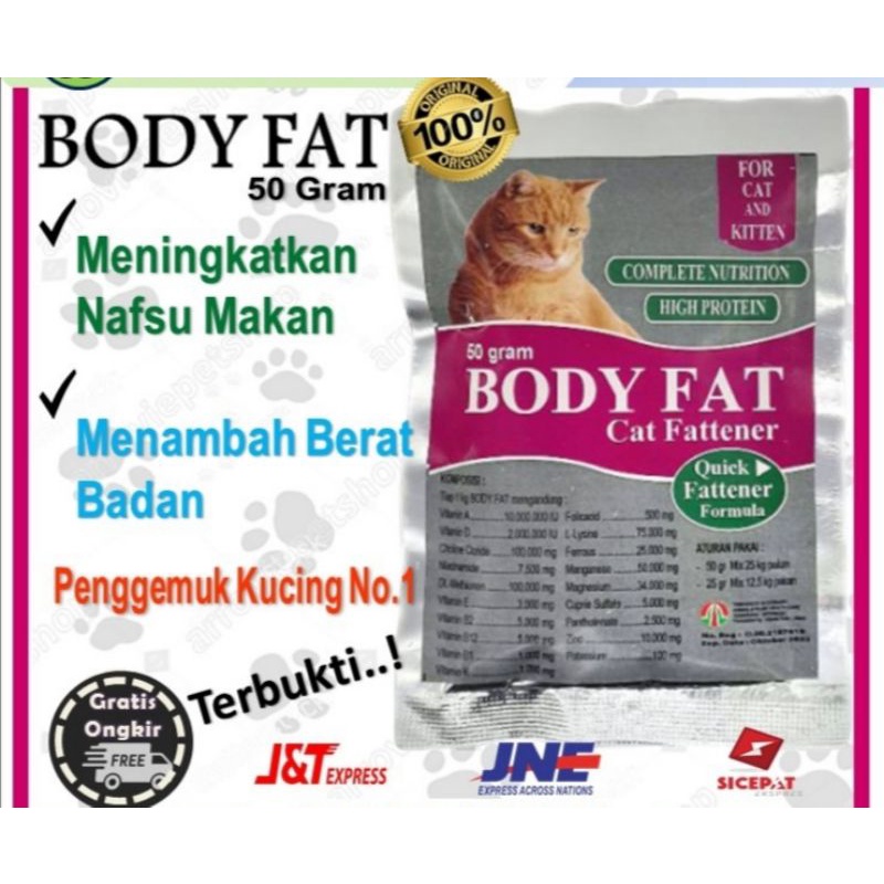 Jual ORIGINAL Penggemuk Kucing Super Cepat Body Fat 50 gram/ Vitamin ...