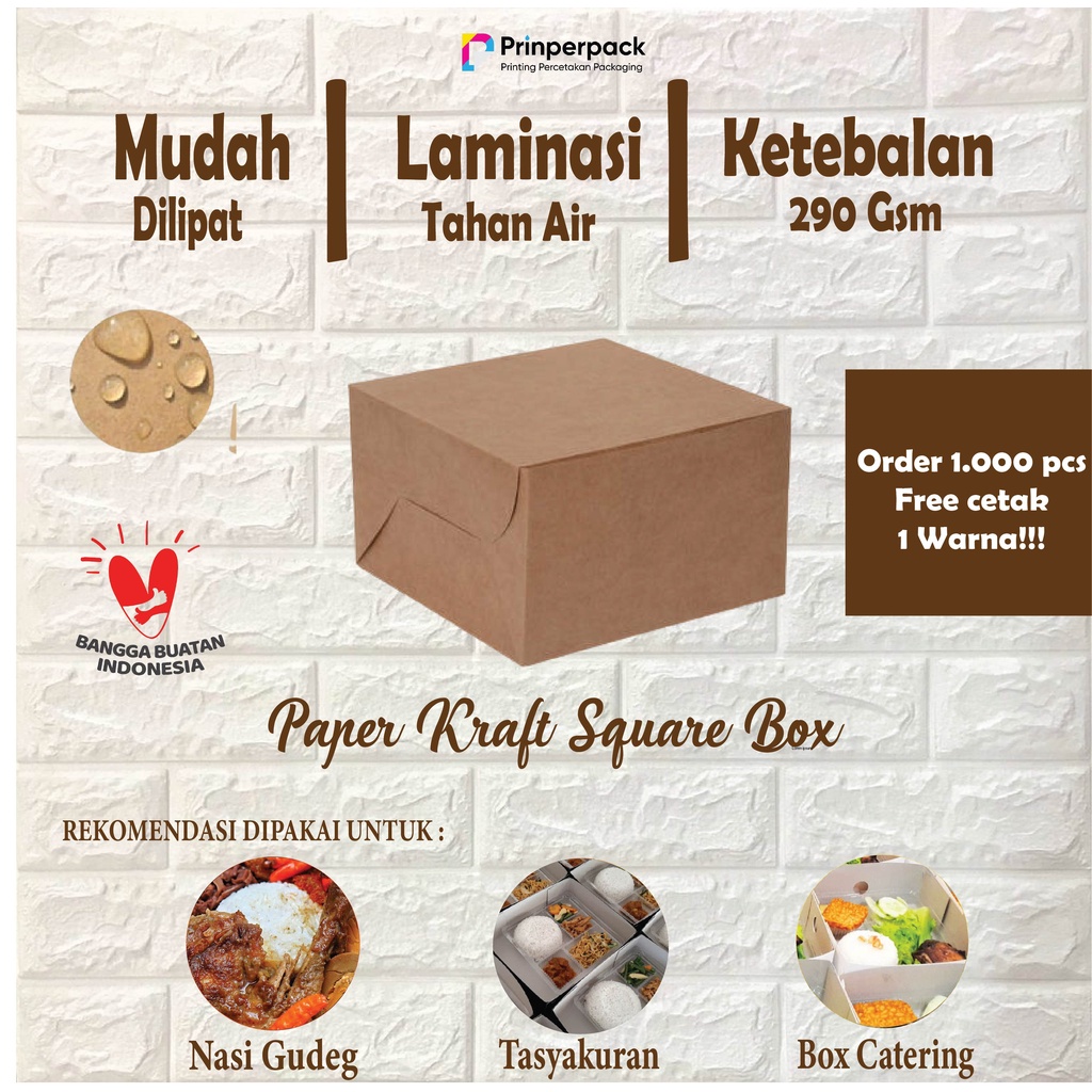 Jual Paper Square Box /kotak nasi / dus nasi / food pai / paper kraft ...