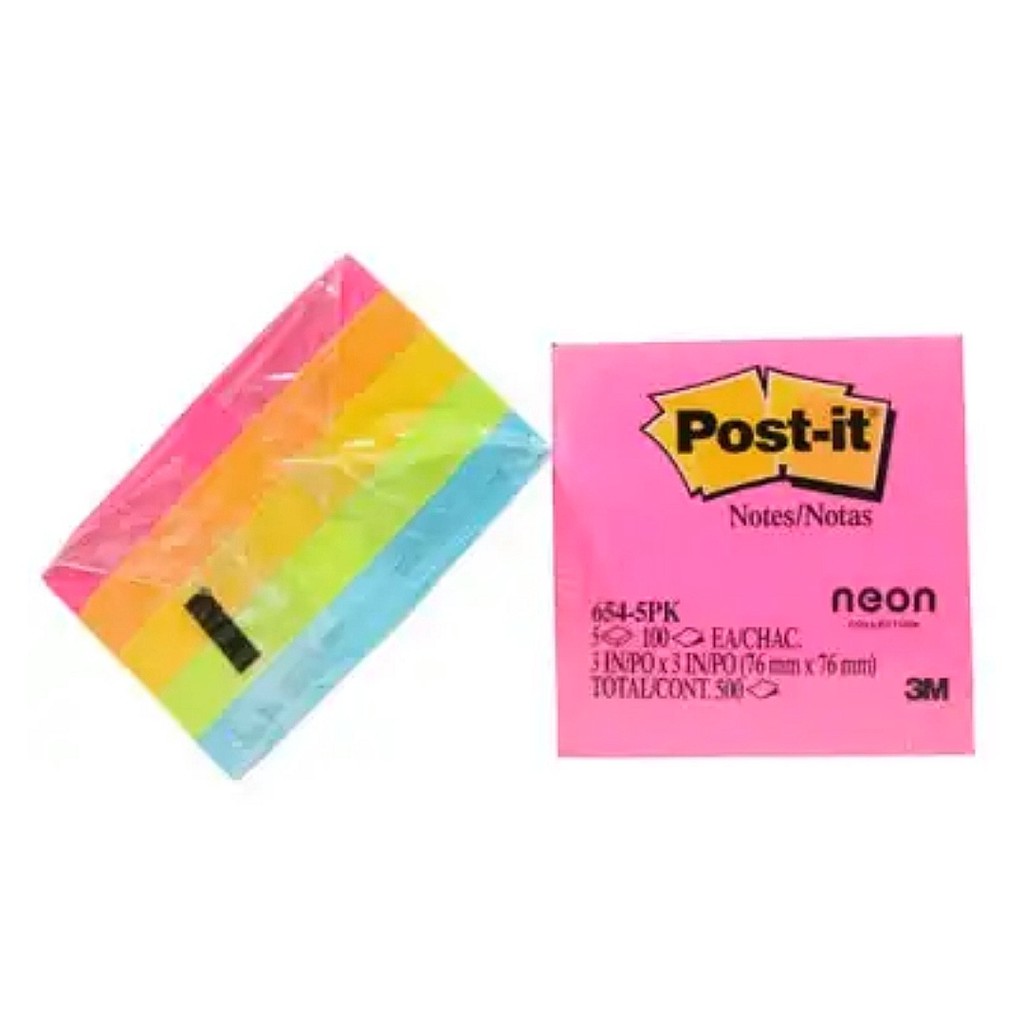 Jual 3M Post It Stick Notes 654 5PK 5 Neon Colors | Shopee Indonesia