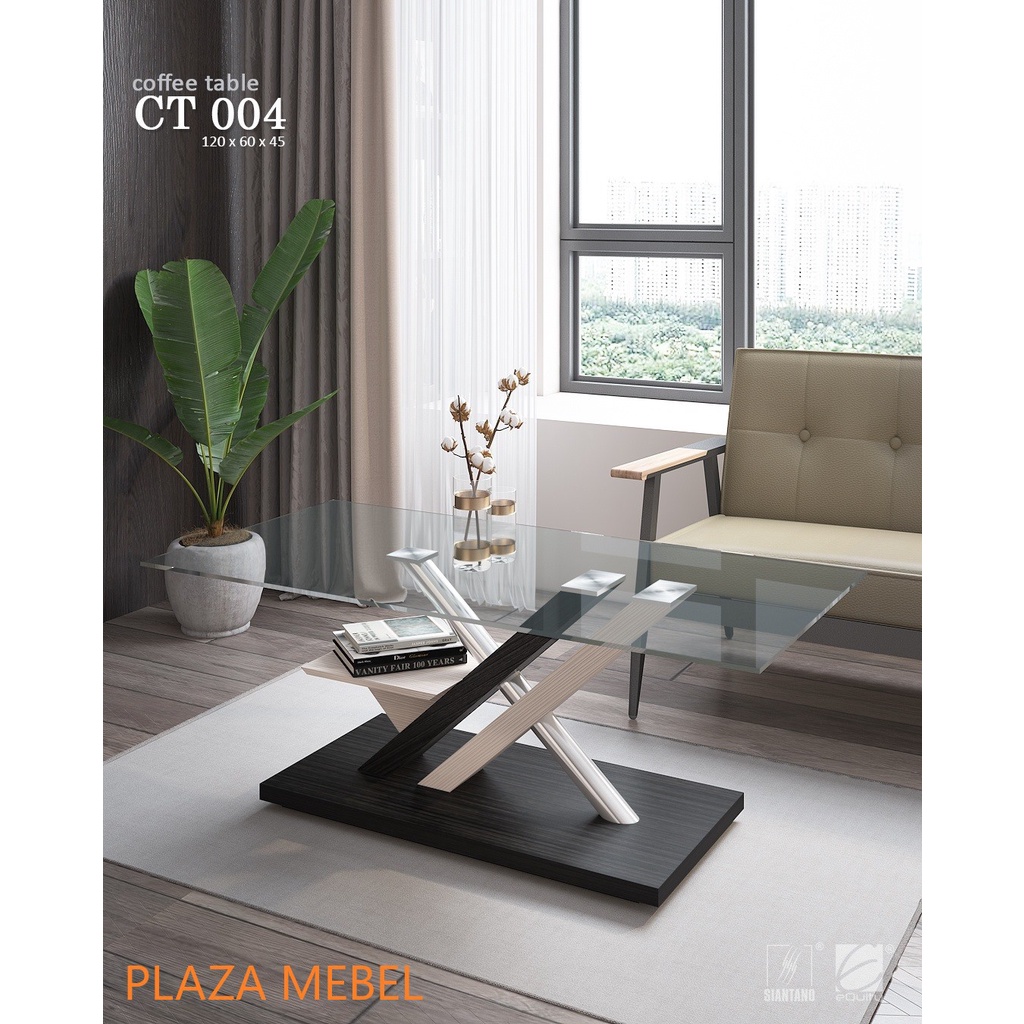 Jual Meja Tamu Kaca Minimalis Coffee Table CT 004 Siantano | Shopee Indonesia