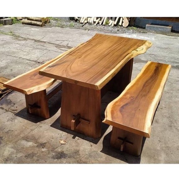 Jual Meja Makan cafe resto rumah Alami Kayu Trembesi/ Kayu Meh/ Kayu ...