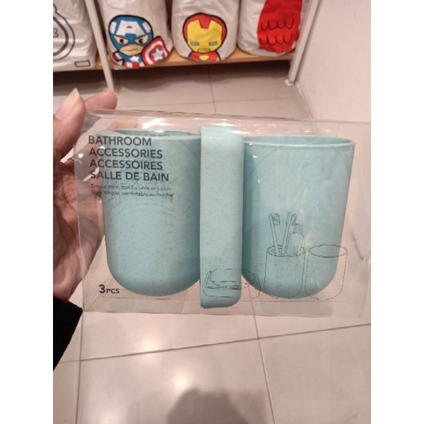 Jual Miniso Bathroom accesseoris set gelas kumur tempat sabun tempat ...