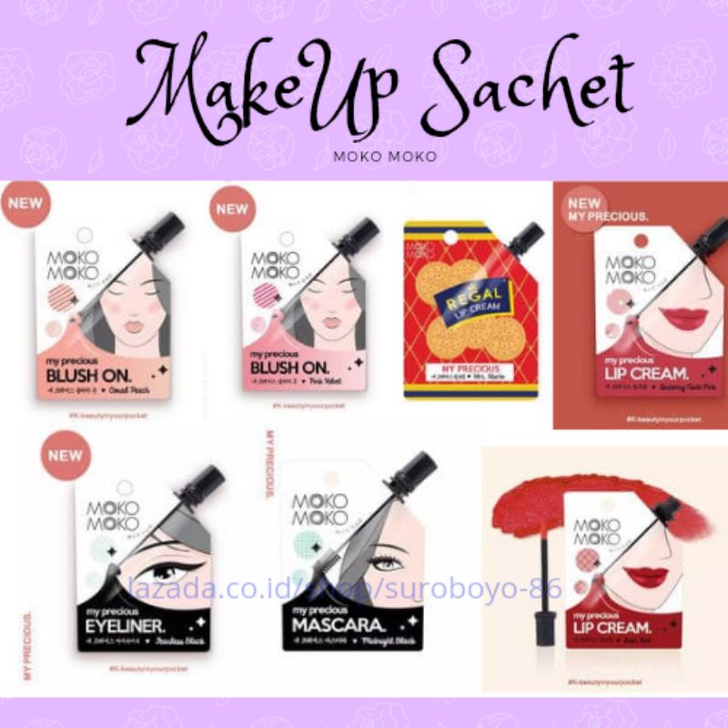 Jual Moko Moko Regal Lipcream Mascara Eyeliner Blush On Makeup sachet ...