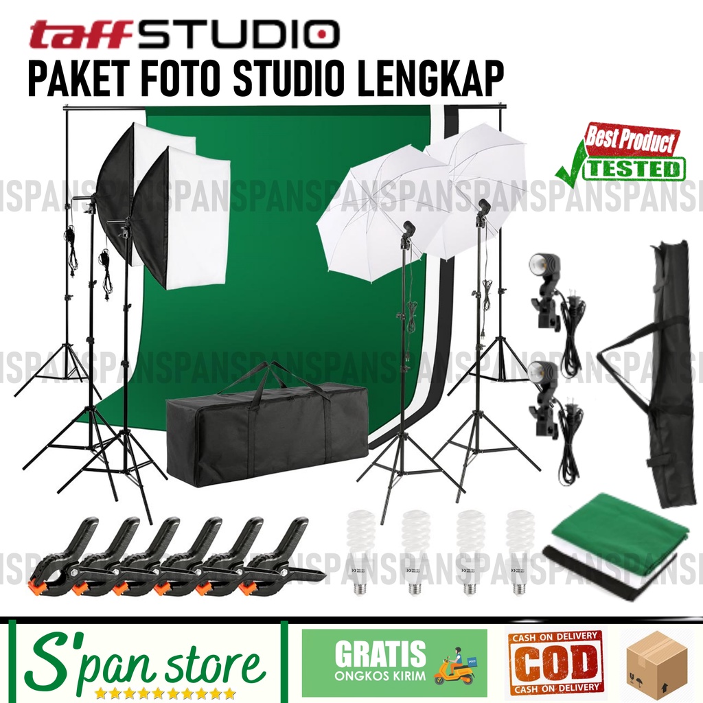 Jual Paket Full Set Studio Foto Softbox Lighting Lampu Background ...