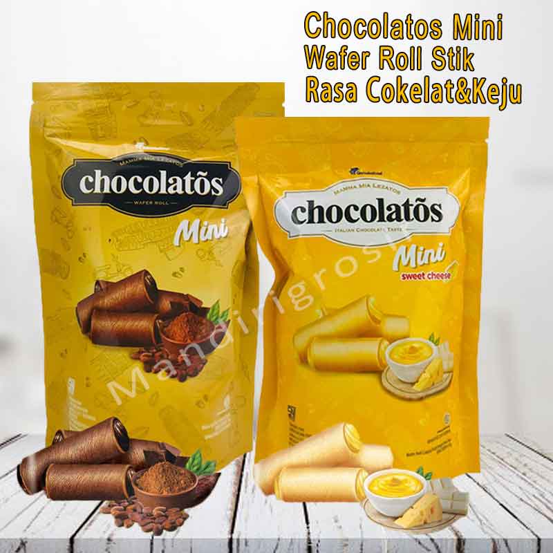 Jual Wafer Roll Stik *Chocolatos Mini * Rasa Cokelat & Keju * Pouch ...