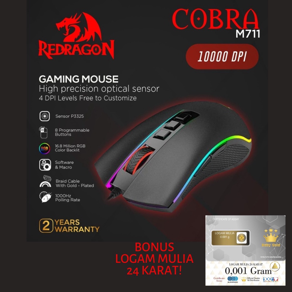 Jual Redragon Gaming Mouse RGB COBRA - M711 | Shopee Indonesia