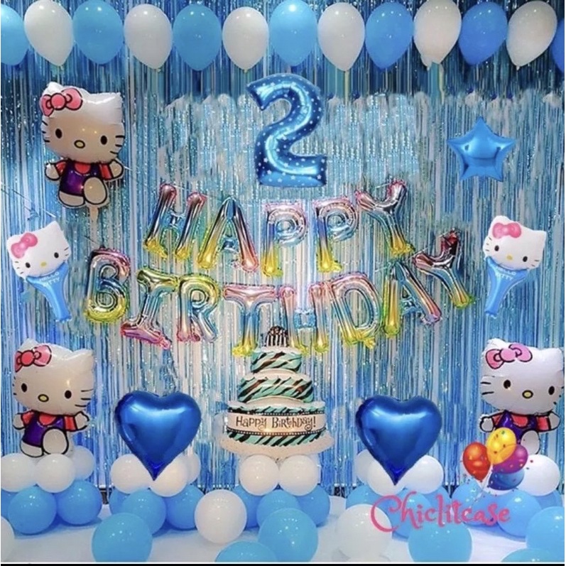 Jual Paket dekorasi hello kitty/ Tema dekorasi hello kitty biru ...