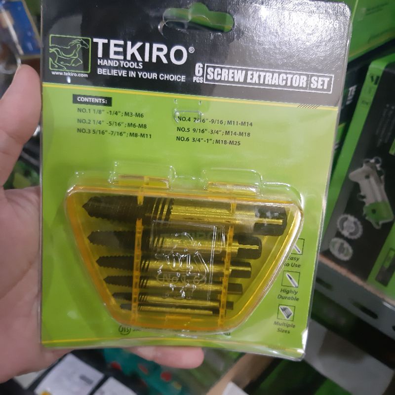 Jual TEKIRO SCREW EXTRACTOR SET 6 PCS ALAT PEMBUKA BAUT RUSAK TAP BALIK ...