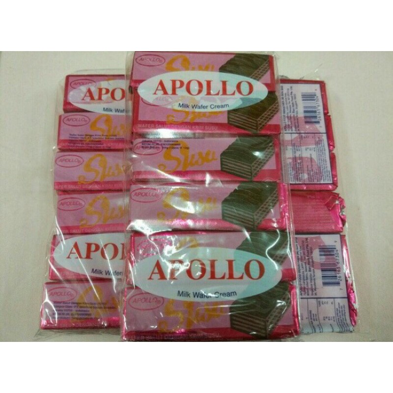 Jual Apollo wafer cream isi 12pc rasa coklat dan susu | Shopee Indonesia