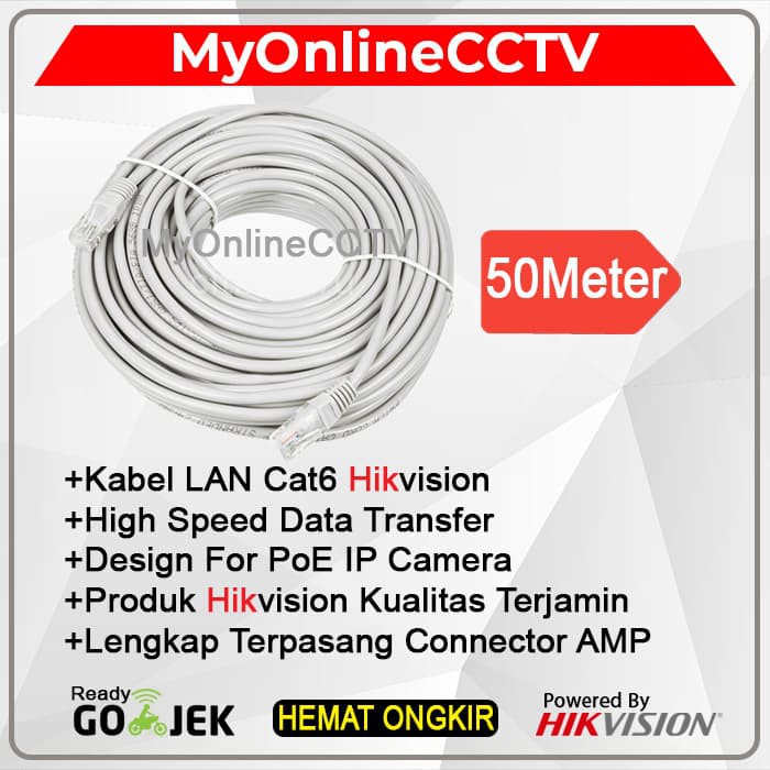 Jual Kabel LAN 50M Cat6 50Meter Hikvision UTP RJ45 Cable 50 Meter ...