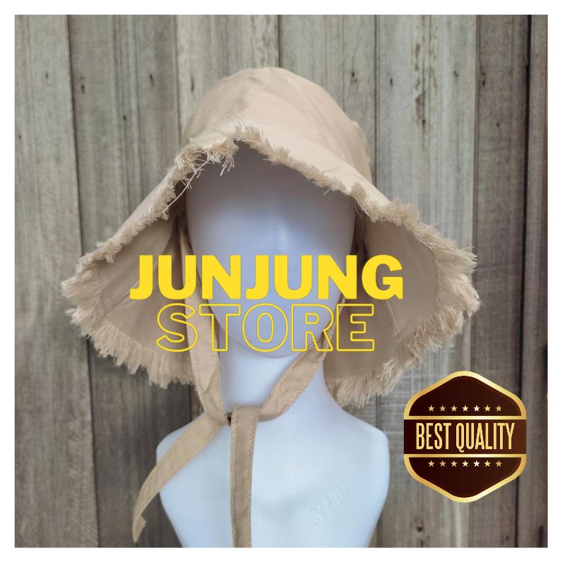 Jual TOPI BUCKET HAT WIDE LEBAR RUMBAI TALI FASHION KOREA KOREAN RAWIS ...
